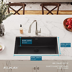 Elkay Quartz Classic ELGRU13322BK0 Black Single Bowl Undermount Sink