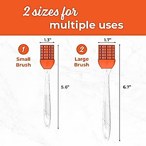 M KITCHEN WORLD Silicone Pastry Brush for Cooking 2 Pieces - Rubber Basting Brush with Grid, Kitchen Brushes Utensils for Food Sauce Butter Oil BBQ Spreading - Orange