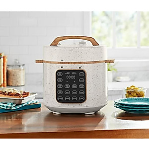 Generic The Pioneer 2 Woman 6 Qt Pressure Cooker,Linen Speckle,Wood Grain, Blinking Display, Touch Control