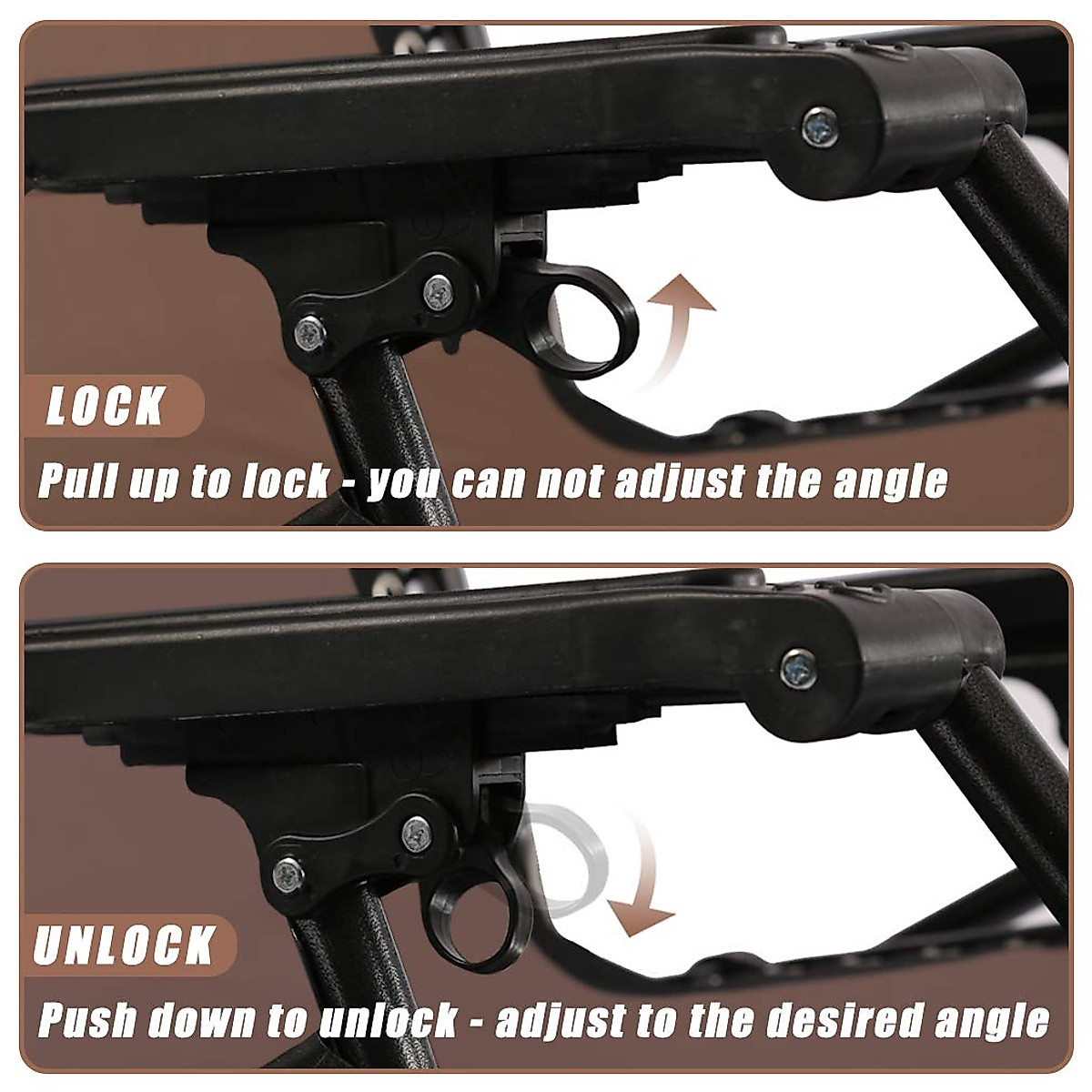 Vnewone Zero Gravity Chair Set of 2 Patio Folding Anti Reclining Lounge Deck Foldable Yard with Pillow and Cup Holder, Brown