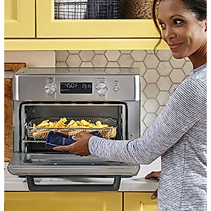GE Digital Air Fryer Toaster Oven + Accessory Set | Convection Toaster with 8 Cook Modes | Large Capacity Oven - Fits 12" Pizza | Countertop Kitchen Essentials | Stainless Steel
