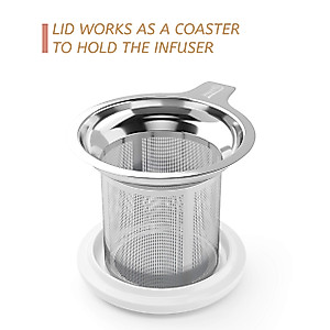 immaculife Tea Cup with Infuser and Lid Tea Mug with Lid - Teaware with Filter 16oz Halloween/Birthday Gift, Platinum Print