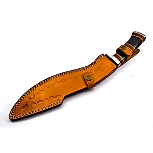 Nooraki - 15-inch | Handmade Damascus Steel Heavy Duty Kukri Knife Sharp Blade, With Leather Sheath | Ideal for Hunting, Bushcraft, Survival, Chopping, Camping, Outdoor Gift for Men Women - KK155