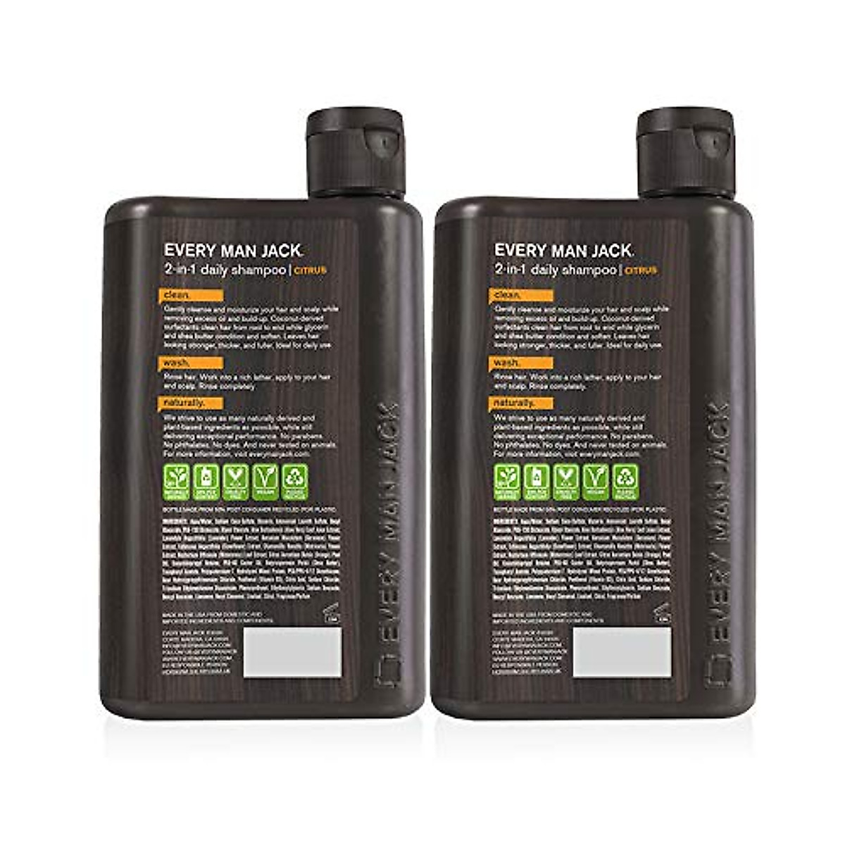 Every Man Jack 13.5 Ounce 2-in-1 Shampoo + Conditioner - Citrus (twin Pack), 27 Fluid Ounce