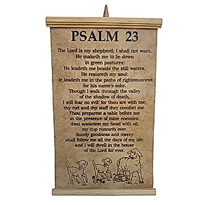 Psalm 23 The Lord Is My Shepherd I Shall Not Want Scroll Prayer Blessing Poster Ready to Hang 14 x 8.5 in. Rustic Gift Wall Art