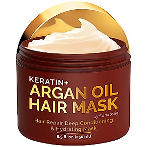 SUNATORIA Hair Mask with Keratin & Argan Oil - Conditioner for Dry, Damaged, Frizzy Hair & Split Ends - Hair Treatment Serum for Hair Repair & Hydrating - 8.5 Fl Oz