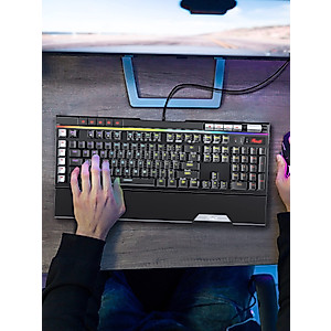 Rosewill Blitz K50 RGB BR Wired Gaming Tactile Mechanical Keyboard, 14 RGB Backlight Anti-Ghosting 6 Macro Keys, Dedicated Media Controls