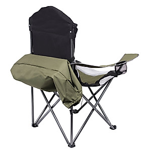 Internet's Best 2 Pack Padded Camping Folding Chair - Outdoor - Green - Sports - Cup Holder - Comfortable - Carry Bag - Beach - Quad