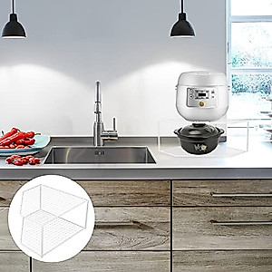 SHERCHPRY 2-Tier Corner Storage Shelf Metal Wire Cabinet Corner Shelf Organizer Plates Dishes Spices Rack Kitchen Cosmetics Makeup Organizer Holder for Home Pantry Bathroom