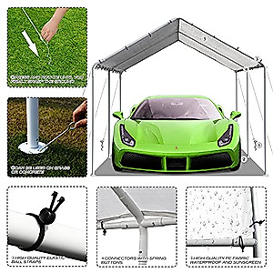HCY Car Ports 20x10 Heavy Duty Metal Carports Party Tent Portable Garage for Wedding, Garden Storage (White), 235 inch x116 inch x102 inch