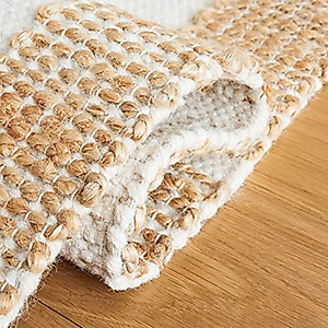 SAFAVIEH Natural Fiber Collection Area Rug - 8' x 10', Ivory & Natural, Handmade Farmhouse Jute & Wool, Ideal for High Traffic Areas in Living Room, Bedroom (NF511A)