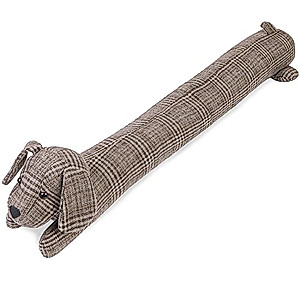 CERAYOU 36 Inch Heavy Duty Under Door Draft Stopper, Cute Animals Shape Door & Window Draft Guard to Save Energy, Decorative Weighted Bottom Insulation Stopper Noise Air Wind Dust Blocker, Plaid Dog