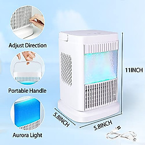 JOYENERGY Portable Fan Air Conditioner Fan, Innovative Semiconductor Refrigeration, Personal Air Cooler Fan with 4 Wind Speeds Desk Cooling Fan with Water Pattern Light for Home, Travel and Office (2)