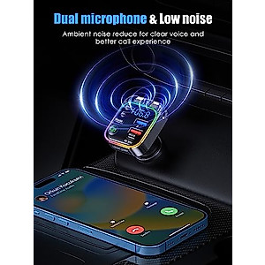 LENCENT Bluetooth 5.3 FM Transmitter,PD 30W & QC3.0 Fast Charger Bluetooth car Adapter,Hi-Fi Music/Clear Calling car FM Bluetooth Adapter