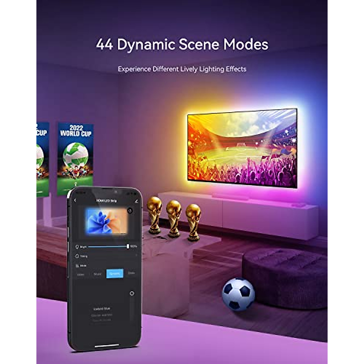 HDMI Sync TV LED Backlights, Immersion TV Strip Lights with HDMI 2.0 Sync Box, Sync with TV and Music, 4K HDR Support, Work with Alexa & Google Assistant, App Control Rope Lights for 55-65'' TV PC