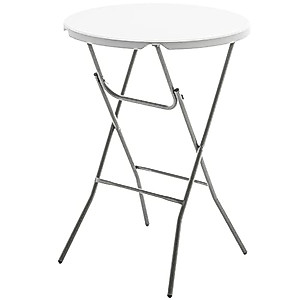 BTEXPERT White 32" Round 43" Bar Height Granite Plastic Folding Portable Commercial Banquet Card Coffee Dining Table for Wedding Party Event Home Kitchen Outdoor, One