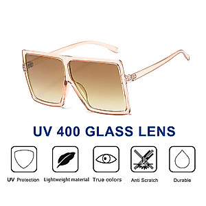 ENSARJOE Square Oversized Sunglasses for Women Men Flat Top Fashion ShadesUV Protection