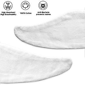 Brushed Cotton on Both Sides - Bra Liners for Sweating Rash Boob Sweat Liner Cotton Pads – 3PCS White