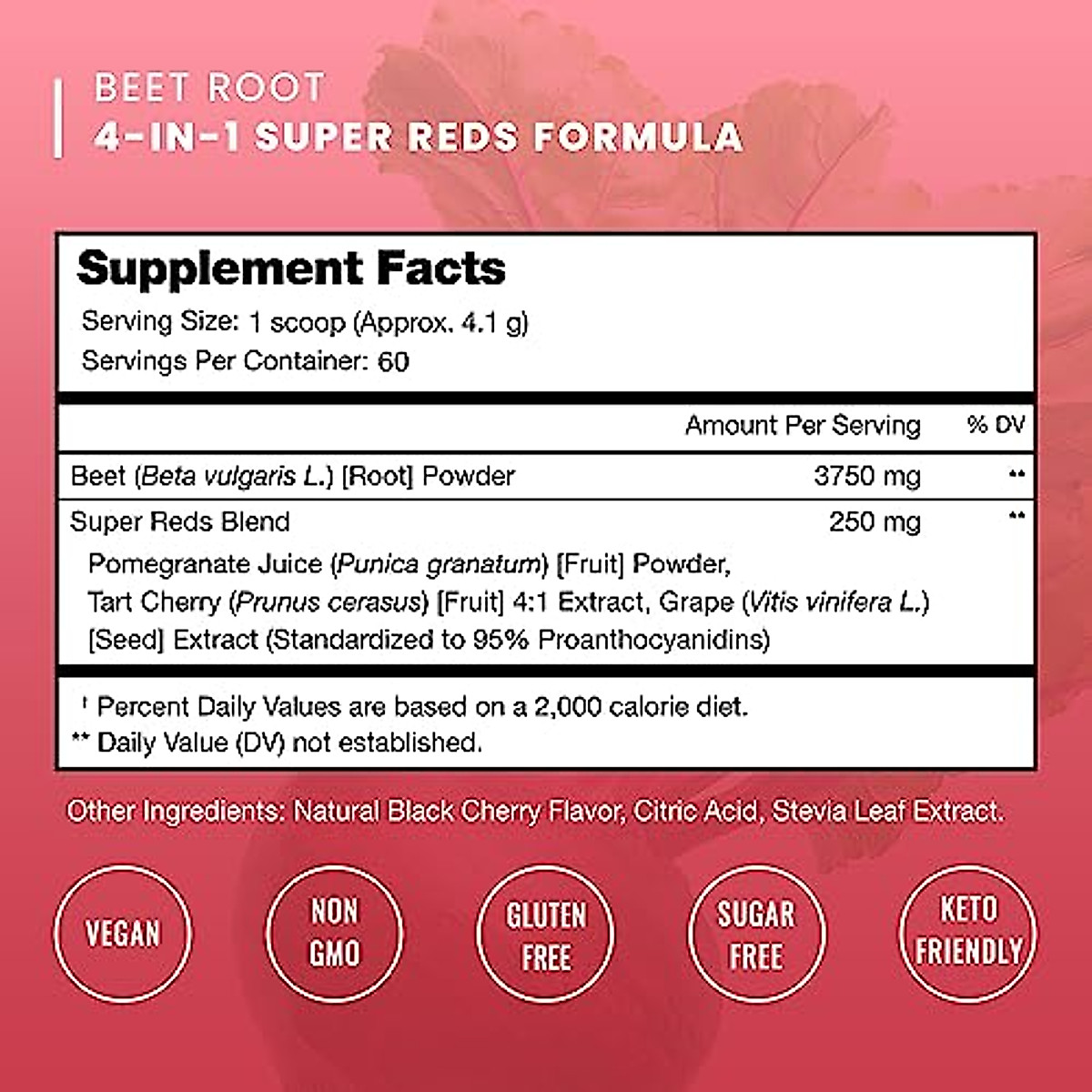 Beet Root Powder Circulation Supplement | Superfood Powder Nitric Oxide Supplement with Beetroot Juice, Super Reds Powder & Grape Seed Extract | No Sugar Beet Supplement
