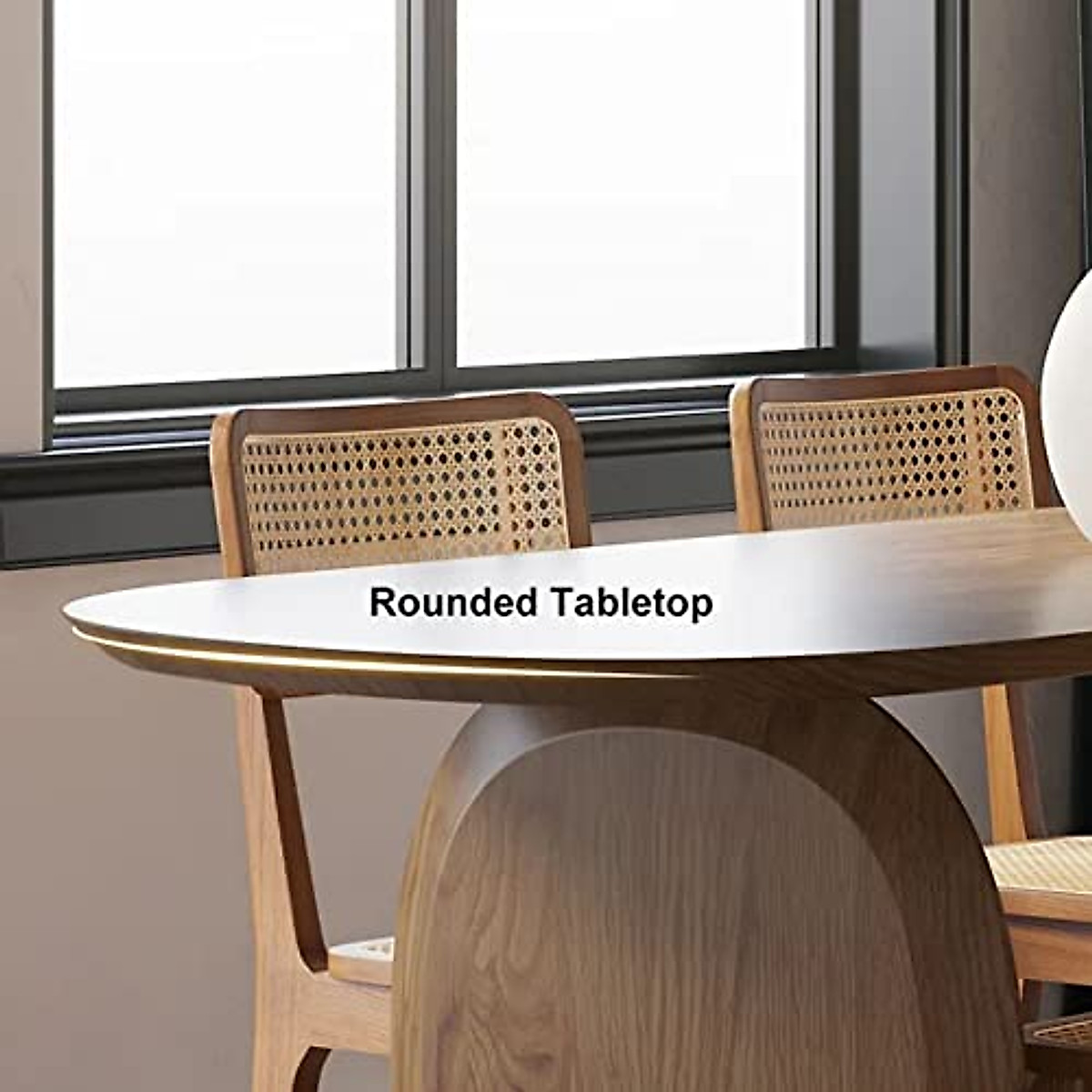 homary 70.9" Japandi Dining Table for 6, Modern Solid Wood Top Oval Table for Dining Room, Kitchen, Living Room