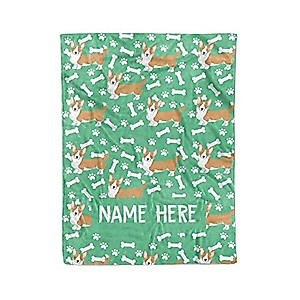 Personalized Custom Corgi Fleece and Sherpa Throw Blanket for Men Women Kids Babies - Blankets Perfect for Bedtime Bedding or as Gift Dog Dog Mom Dad