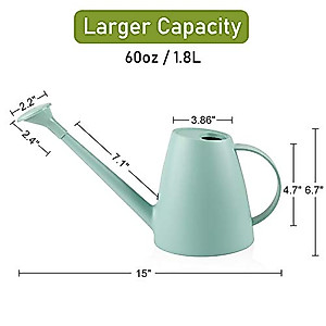 Psukhai Watering Can for Indoor Plants Garden Flower, Modern Small Water Cans Long Spout for Outdoor Watering Plants 1/2 Gallon 60OZ(Green)