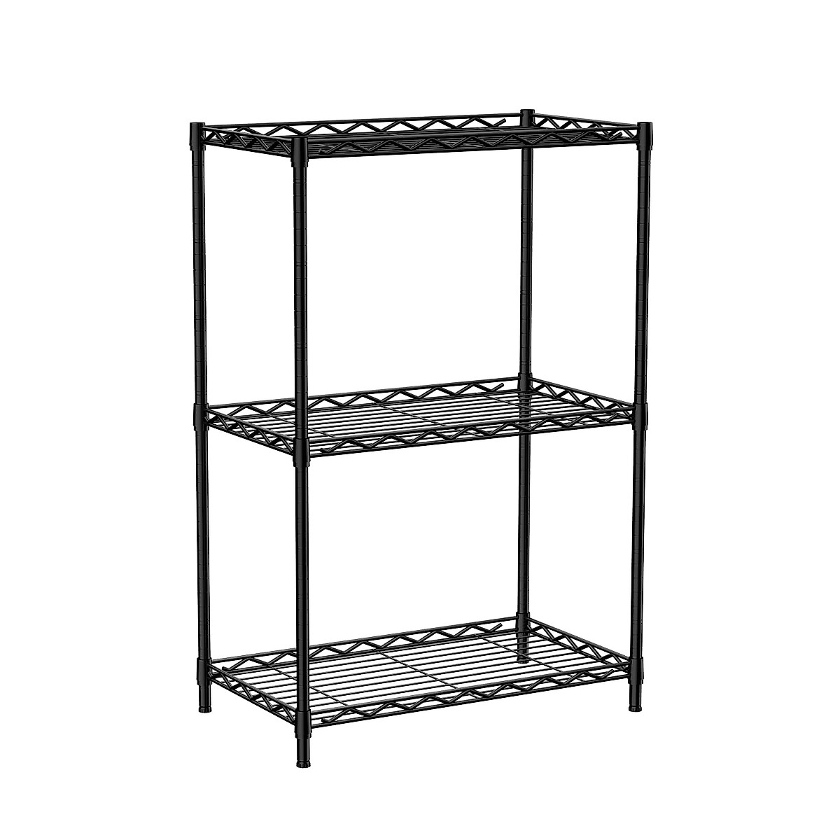 3-Tier Wire Shelving Unit and Storage, Shelves for Storage Height Adjustable Metal Wire Rack Shelving for Garage Kitchen Pantry Closet Laundry Bathroom Load 265LBS (21.5 x 11.5 x 35.5 inch)