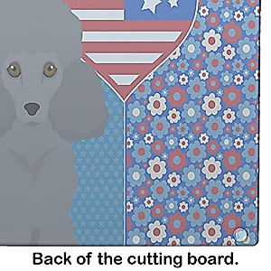 Caroline's Treasures WDK5270LCB Toy Grey Poodle USA American Glass Cutting Board Large, 12H x 16W, multicolor