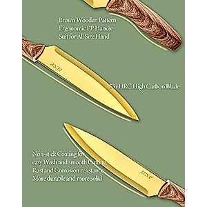 EUNA 5 PCS Chef Knife Set Ultra Sharp Kitchen Knife Set with Sheaths and Gift Box,Premium German Stainless Steel Knives Set for Kitchen with PP Ergonomic Handle (Gold)