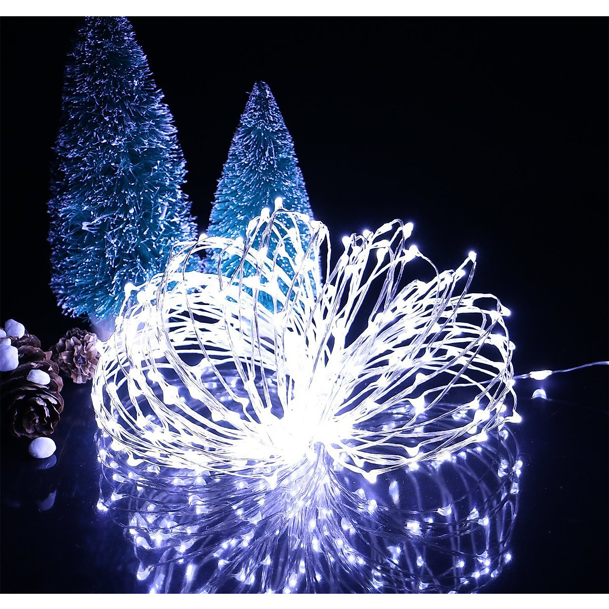 buways 66ft 200LEDs Fairy Lights-USB Plug-in Twinkle String Lights 8 Modes with RF Remote Control Christmas Party Garden Home Decoration(1,Silver Wire-Cool White-66ft)