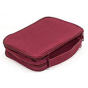 Burgundy Reinforced Canvas Bible Cover Case with Handle and Stationary, X-Large