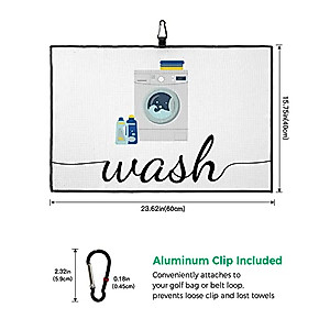 ARTSHOWING Laundry Washing Machine Golf Towel 24x16in, Absorbent Water Quick Dry Microfiber Golf Towel with Clip, Soft Sports Towel Golf Accessory for Men Women, Gift for Golf Fan,