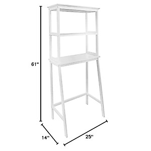 Casual Home Spacesaver 100% Solid Wood Over The Toilet Rack with Shelves - White