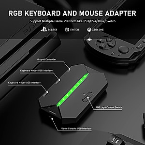 4 in 1 Wireless Gaming Keyboard Mouse and Converter with RGB Backlit Mini 61Key Ergonomic Honeycomb Shell 2.4Ghz USB Receiver Bluetooth Wired Adapter for PS4 PS3 Xbox Switch PC Mac Gamer Typist(White)