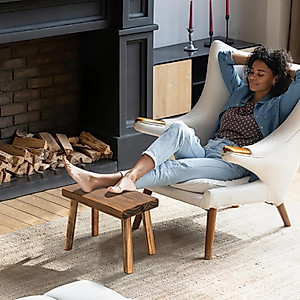 ENKEZI Shower Bench - Shower Foot Rest 12 in, Shower Stool for Shaving Legs, Rustic Scandinavian Stool - Multi-Purpose Wood Plant Stool, Adult Step Stool, (Scandinavian)