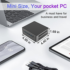 Dual LAN Mini PC, Win 11 Pro, 8GB RAM, 256GB SSD Storage Mini Desktop Computer Intel Celeron Processor N5105, Mini PC for Home/Office