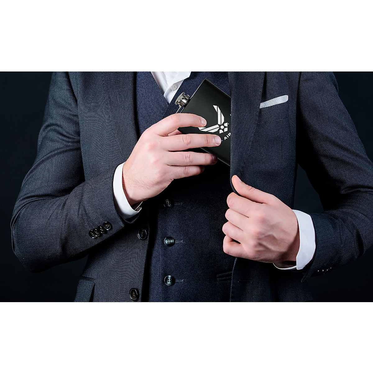 US Air Force 8 oz Flask | Stainless Steel Hip Flask for Liquor – Matte Black, Great USAF Gift Idea for Veterans