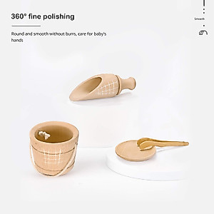 MONT PLEASANT Montessori Toys Sensory Bin Toys for Toddlers Set of 9 Wooden Waldorf Toys Wooden Scoops and Tongs for Transfer Work and Fine Motor Skills Development