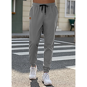 JMIERR Mens Casual Joggers Pants - Cotton Drawstring Chino Cargo Pants Hiking Outdoor Twill Track Jogging Sweatpants Pants with Pockets for Men, US 40(2XL), C Light Grey