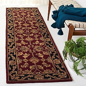 SAFAVIEH Heritage Collection Runner Rug - 2'3" x 6', Red & Black, Handmade Traditional Oriental Wool, Ideal for High Traffic Areas in Living Room, Bedroom (HG628C)