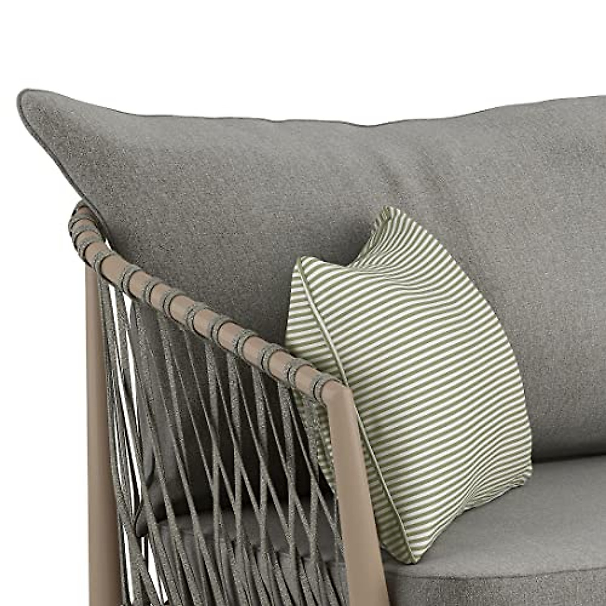 SIMPLIHOME Belize 75 Inch Wide Contemporary Outdoor Sofa (Set of 2) with Back Cushions in Sand Drift Polyester Fabric, For the Living Room and Family Room