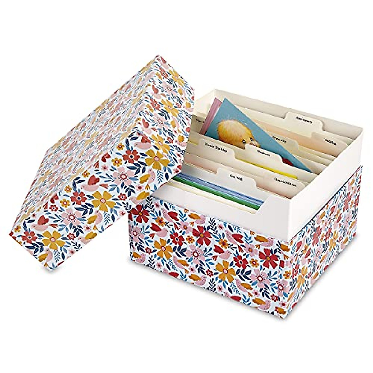 Blossom Greeting Card Organizer Box - Stores 140+ cards (not included). 7" x 9" x 9-1/2"