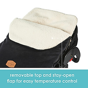 JJ Cole Bundle Me Winter Baby Car Seat Cover and Bunting Bag - Original - Sherpa Lined Weather Resistant Baby Carrier and Stroller Cover - Stroller Accessories and Winter Baby Essentials - Black
