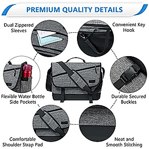 VASCHY Messenger Bag for Men, Fashion Water Resistant Laptop Satchel Crossbody Shoulder Side Bag Briefcase for Men and Women for Work,School,Business Gray