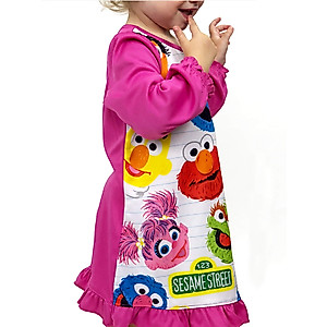Sesame Street Toddler Girls Long Sleeve Nightgown Pajamas (2T, Pink/White)