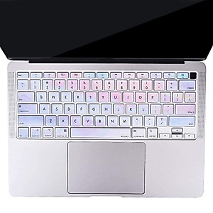 MOSISO Keyboard Cover Only Compatible with MacBook Air 13 inch 2021 2020 Release A2337 M1 A2179 Retina Display with Touch ID Backlit Magic Keyboard, Waterproof Protective Silicone Skin,Colorful Clouds