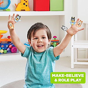 Bluey Bath Finger Puppets, 10 Pc - Party Favors, Educational, Bath Toys, Story Time, Beach Toys, Playtime, Stocking Stuffer