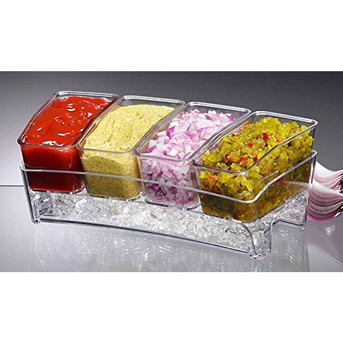 Prodyne Acrylic SB-6 Condiment Bar On Ice, Clear