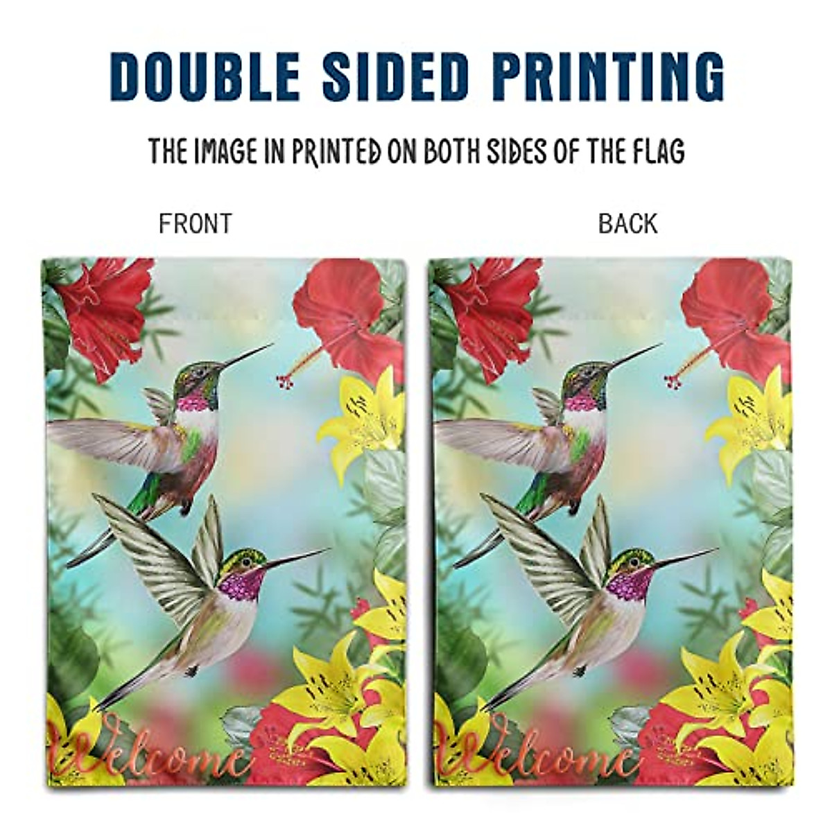 Hummingbird Garden Flags, Flower Garden Spring Yard Flags 12 X 18 Double Sided Polyester Welcome House Flag Banners For Decorative Garden Flags Spring