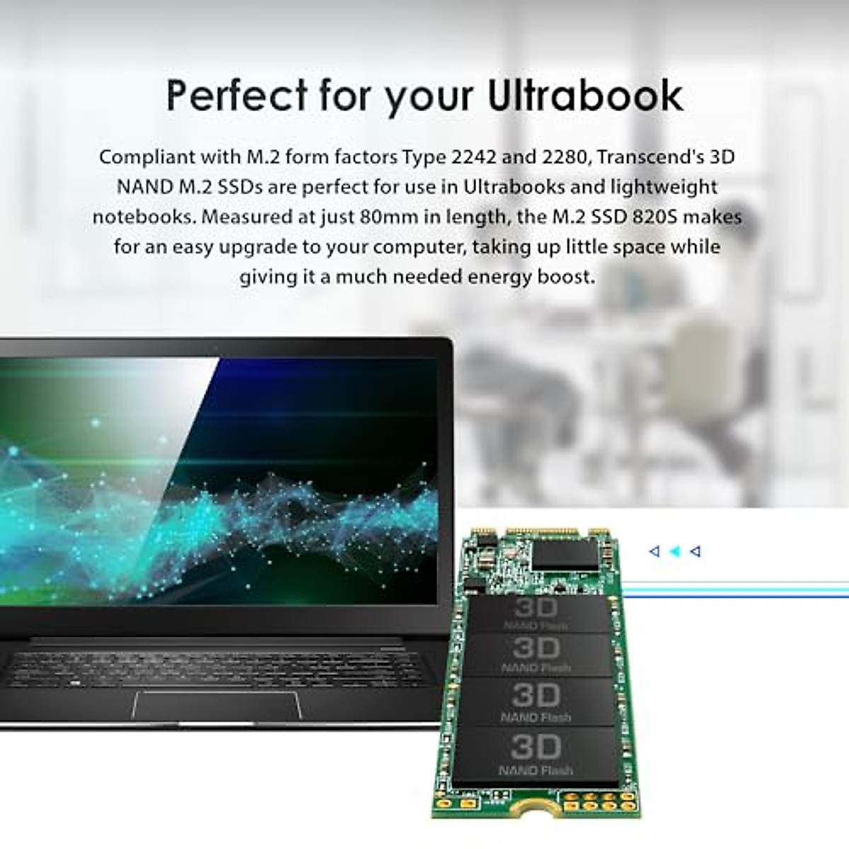 Transcend 120GB MTS820S M.2 2280 SATA3 SSD, Internal Solid State, Compatible with Laptop & PC Desktop - TS120GMTS820S